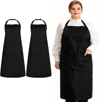 Amazon.com: zvzvrog 2 Pack Plus Size Apron, Large Black Chef Aprons ...