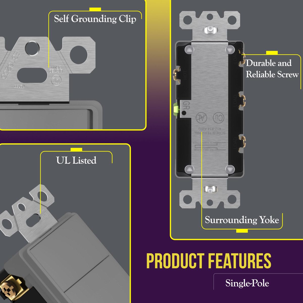 Snapklik.com : Triple Paddle Rocker Decorator Switch, Clamp-Type Back ...