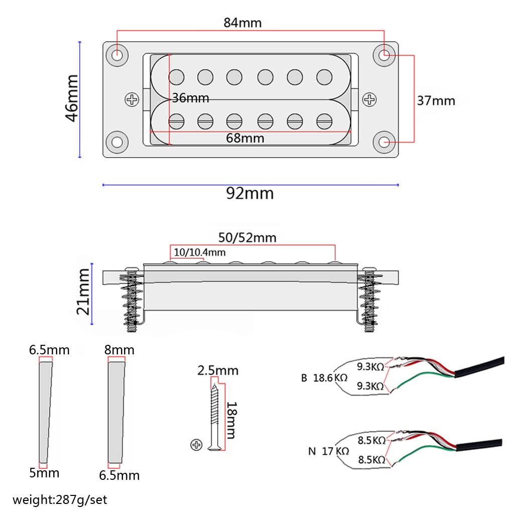 Neck Bridge Pickup Set High Output Humbucker Pickup Set - Alnico 5 Neck ...