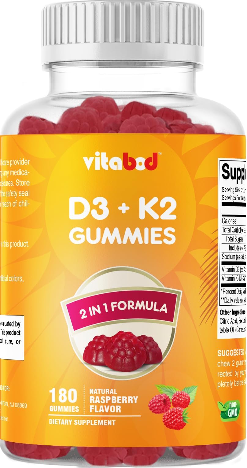 Amazon.com: Vitabod Vitamin D3 + K2 Gummies – Bone & Heart Health ...