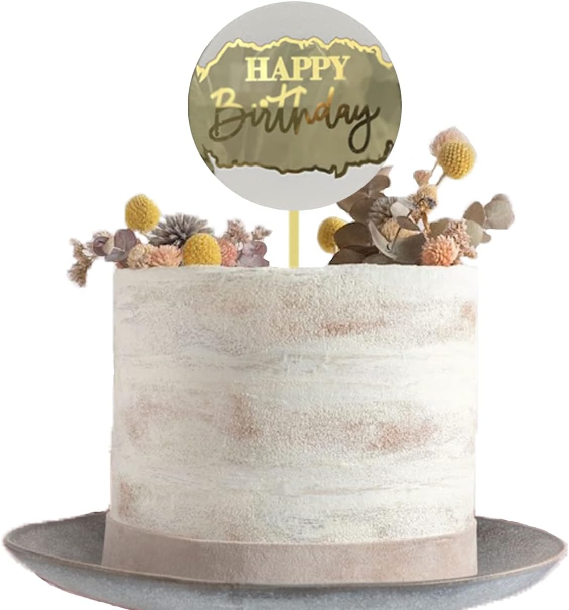 Amazon.com: Gold Birthday Cake Topper, Acrylic Happy Birthday Cake ...