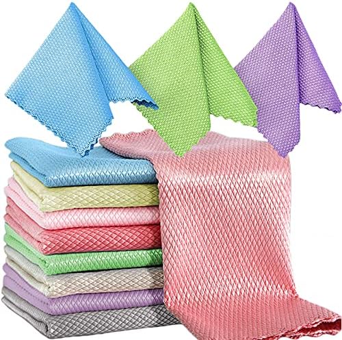 Acehome 8 Pack Fish Scale Cleaning Cloth Kitchen Towels, Reusable Lint ...