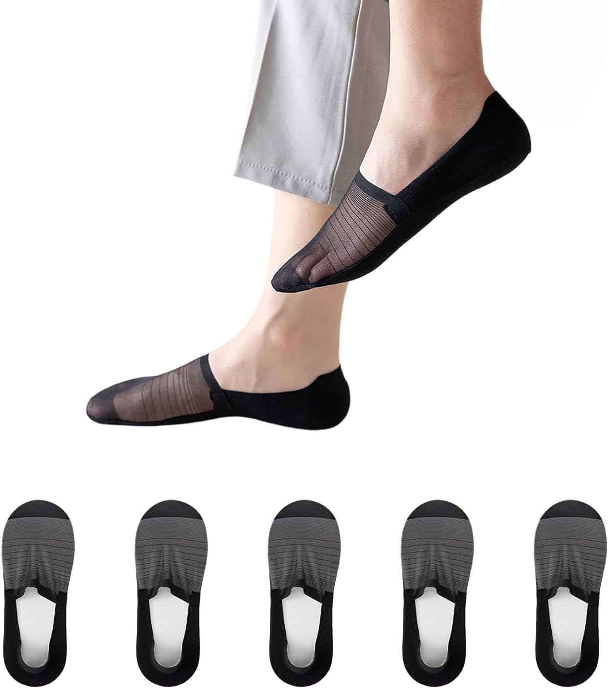 5 Pairs Invisible Ice Silk Breathable Socks No Show Socks Invisible ...
