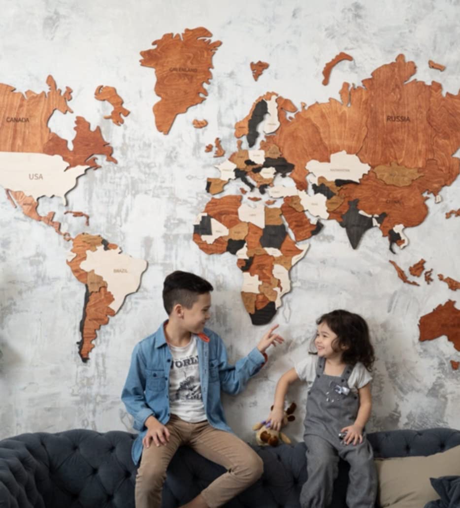 3d Full Pack Wooden World Map Wood Wall Map Colorful | Desertcart ...