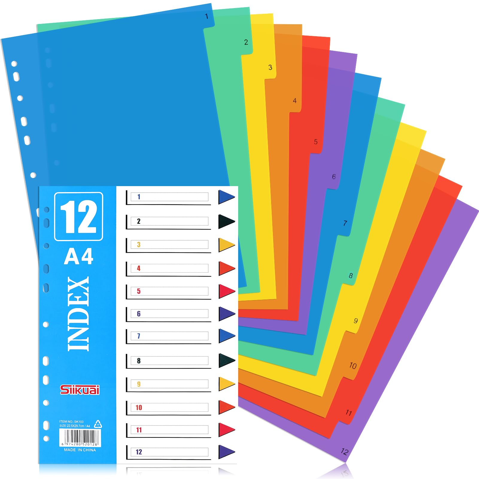 Partideal 3 Pack A4 Folder Dividers,12 Part File Dividers Plastic ...