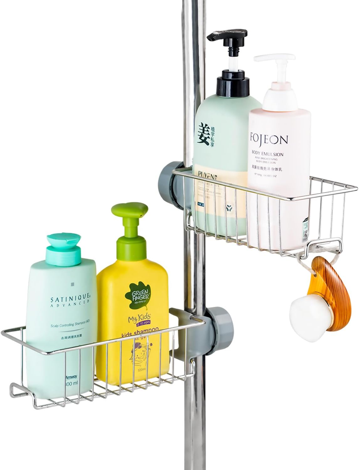 Amazon.com: Mokife Bathroom Shower Caddy No Drill, 2 Pack Shampoo Soap ...