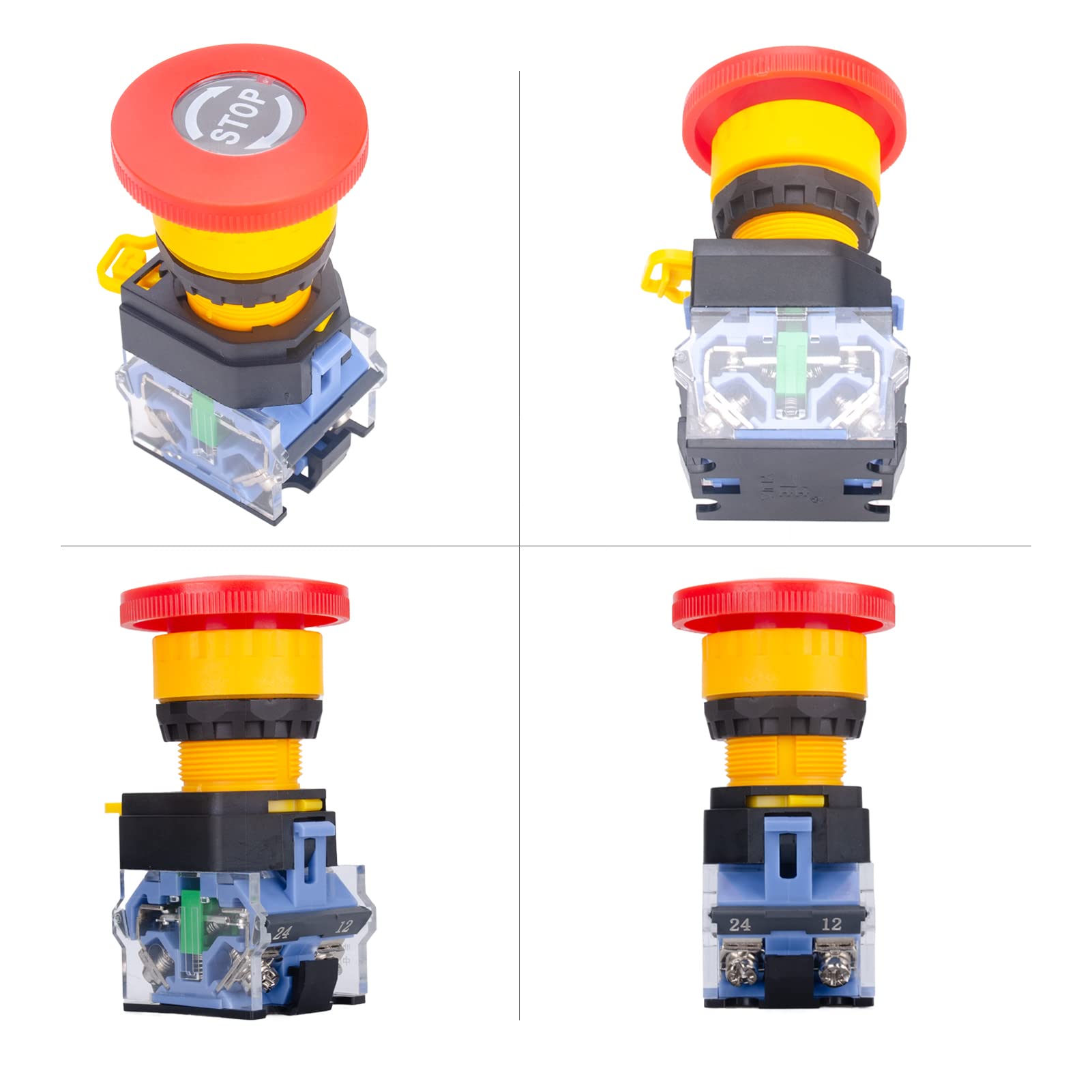Snapklik.com : Emergency Stop Button 22mm Latching Push Button Switch ...