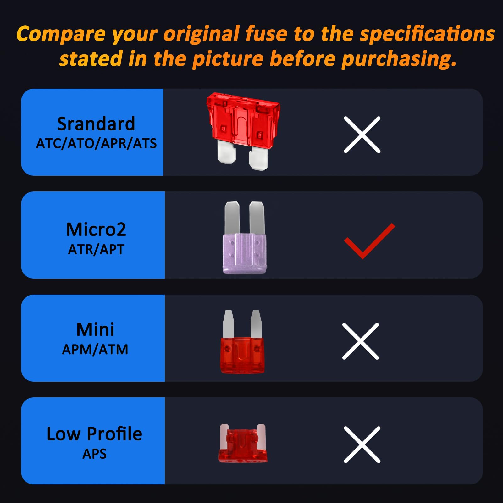 Snapklik.com : 30PCS Micro 2 Blade Fuse ATR/APT Micro2 Fuse ATR/APT ...