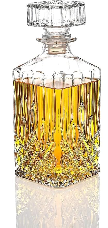 GRETZOMALL Clear Glass European Style Large Square Decanter with Lid ...