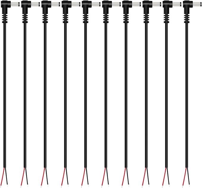 Amazon.com: DC Power Pigtail Cable, 10-Pack 5.5mm x 2.1mm 90 Degree ...