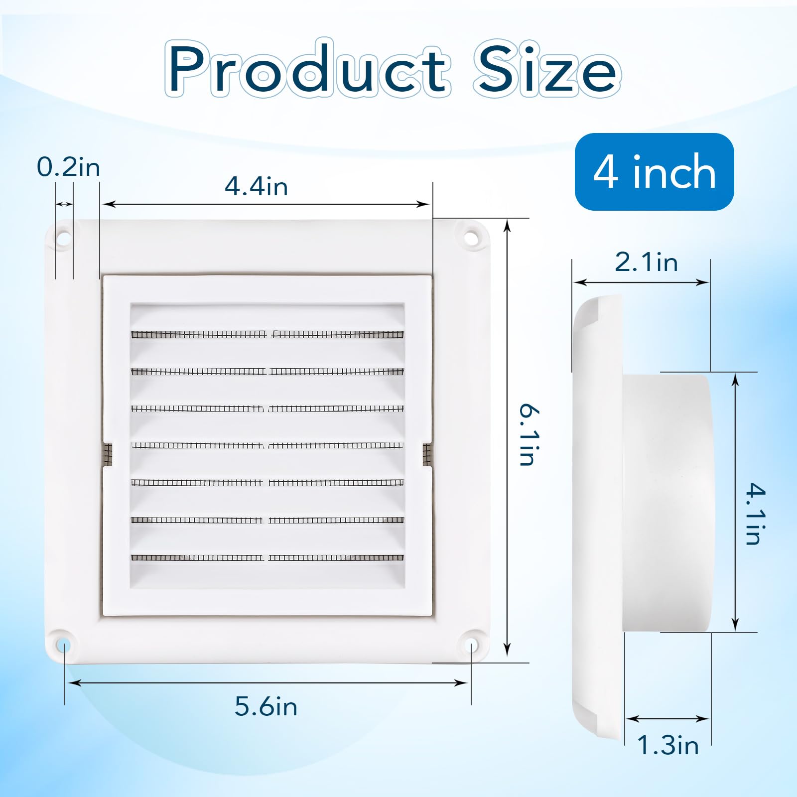 Snapklik.com : 4 Louvered Dryer Vent Cover, White Plastic Louvered ...