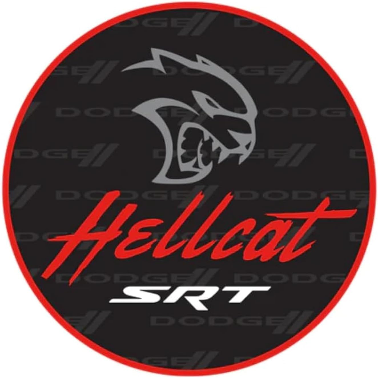 Amazon.com - Dodge SRT Hellcat Logo Premium Screen Printed Round ...