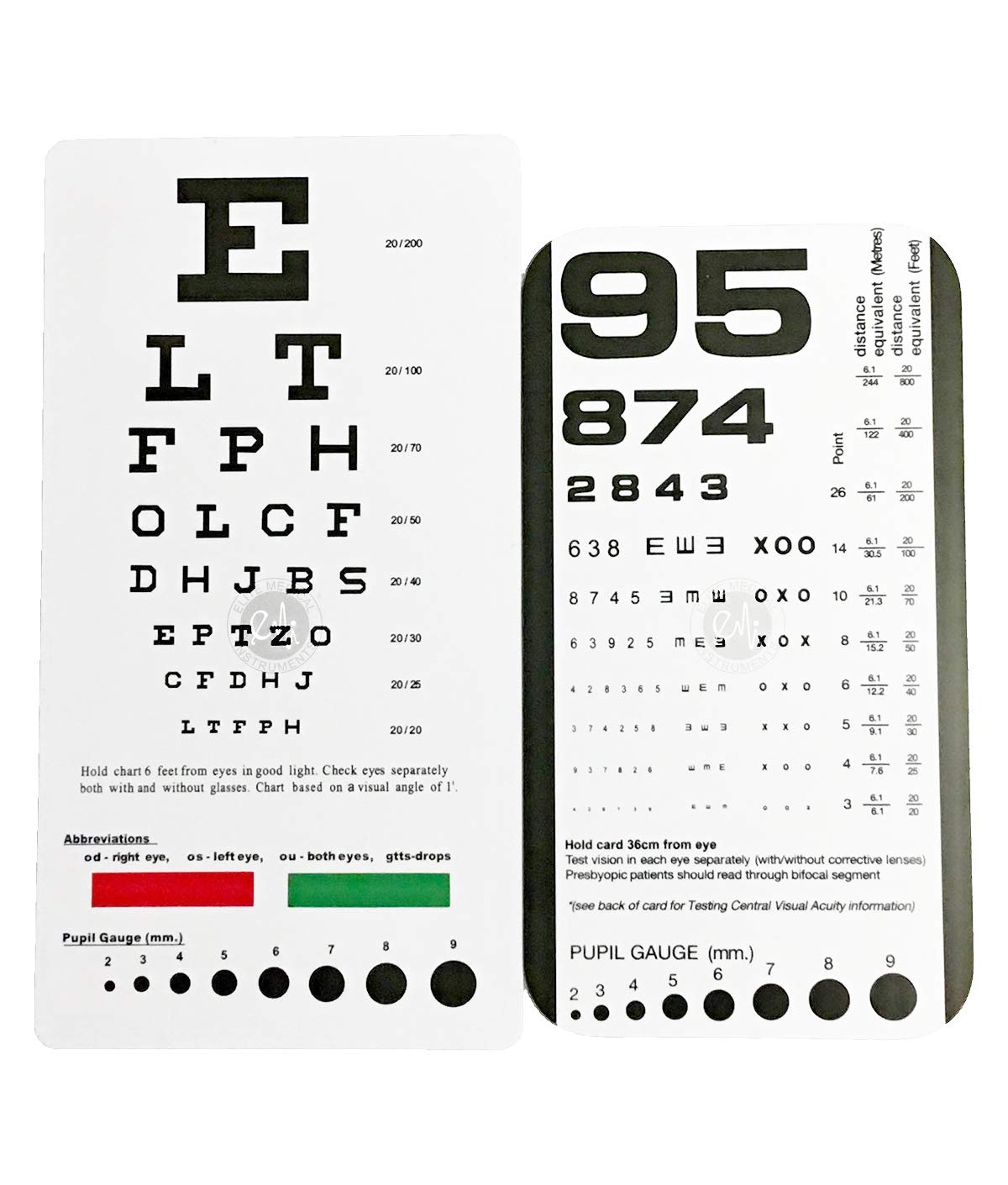 EMI Rosenbaum AND Snellen Pocket Eye Charts - 2 Pack : Amazon.in ...