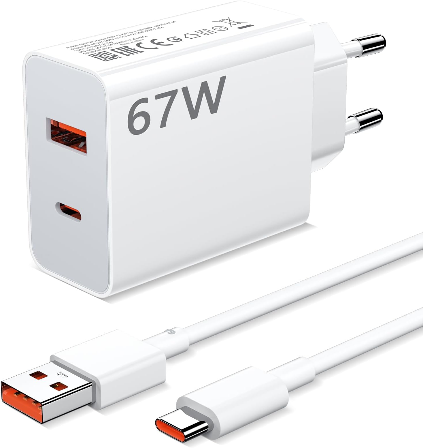45W Chargeur Rapide avec Câble USB C 1m pour XiaoMi Redmi Note 14 5G 14 ...
