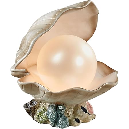 IMIKEYA Shell Pearl Night Light, Pink Portable LED Clam Lamp Shell with ...