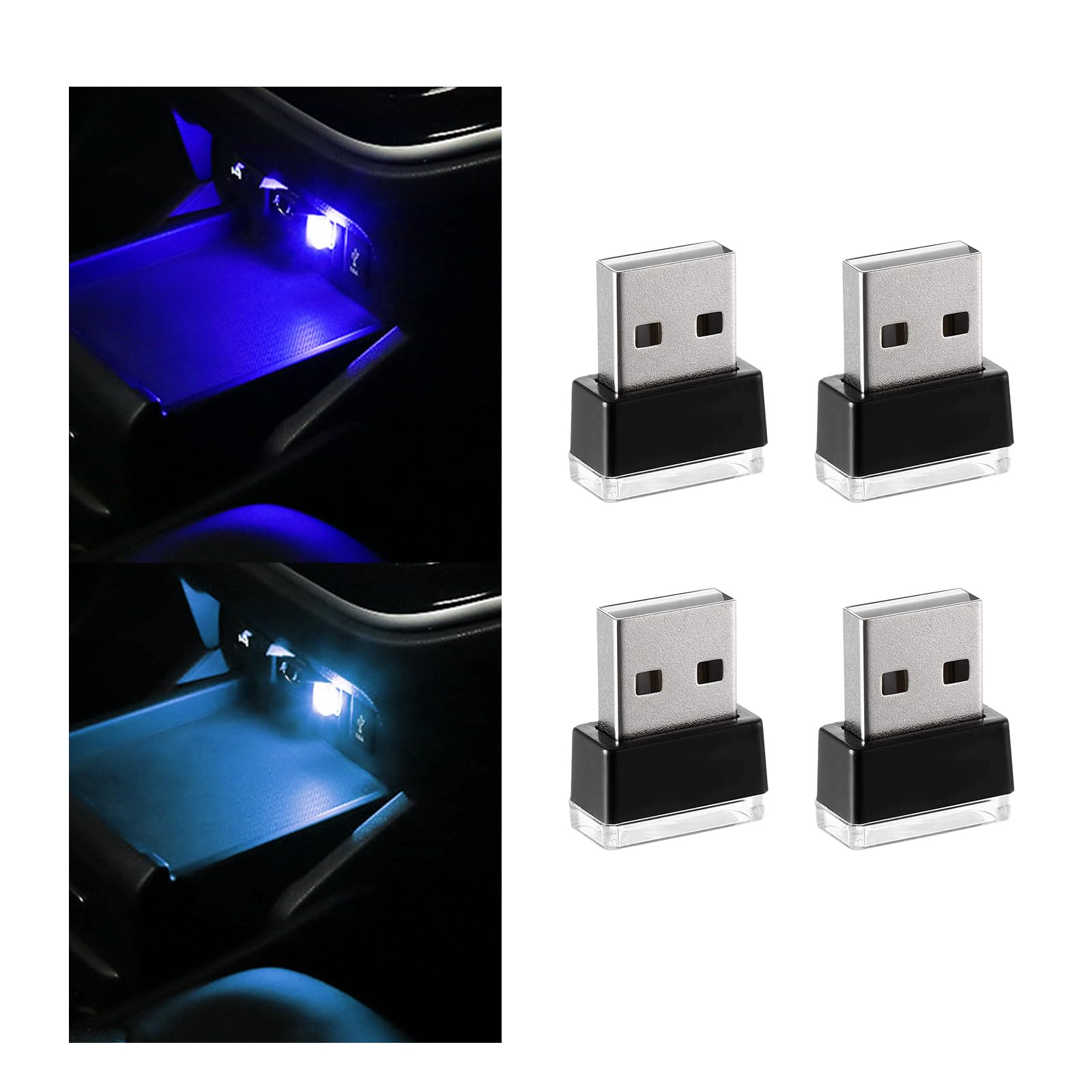 Amazon.com: Sylvil 4 PCS USB LED Car Interior Atmosphere Lamp, Portable ...