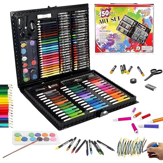 CrazyMart Professional Art Set, 150 Deluxe Aluminium Art Case Painting ...