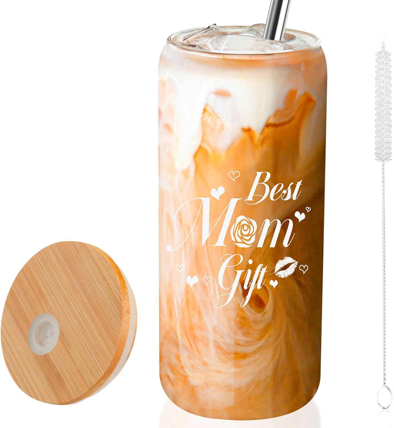 Amazon.com | WAVEWISE 20 Oz Mama Glass Cup with Bamboo Lid and Straw ...