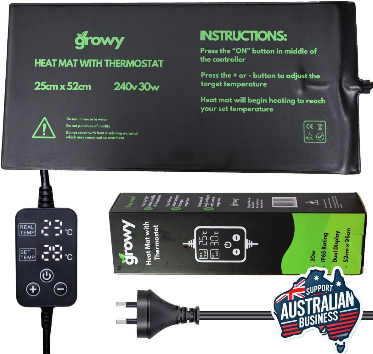 Growy Heat Mat with Thermostat - Seedling Heat Pad with Thermostat ...