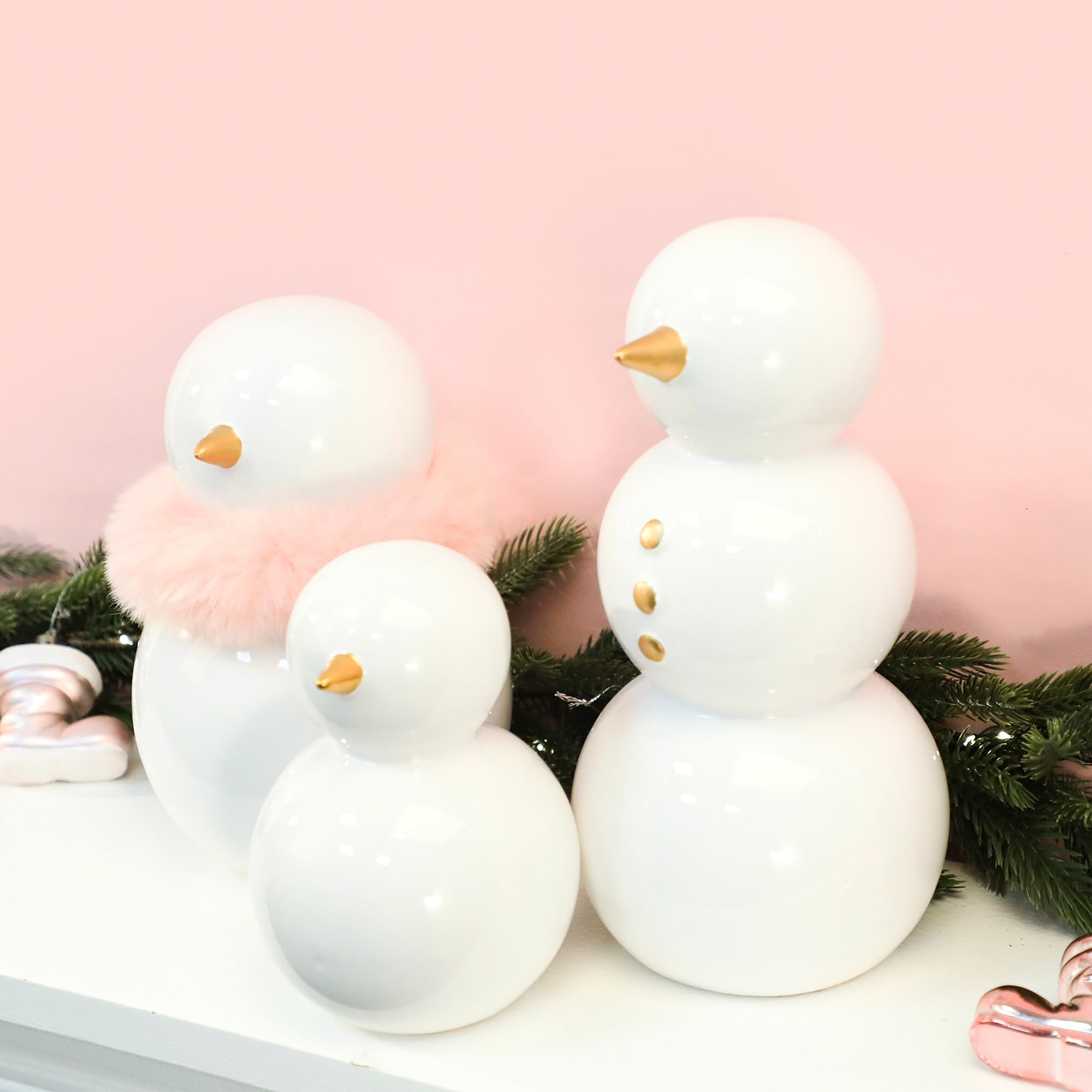 Amazon.com: Fonder Mols Snowman Figurines Christmas Decorations Indoor ...