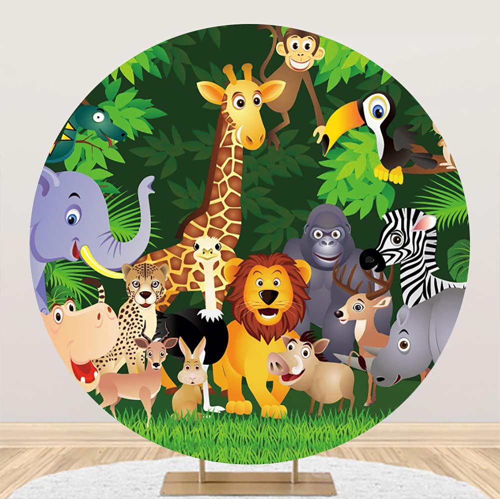 Buy Renaiss 6x6ft Jungle Safari Round Backdrop Covers for Photoshoot ...
