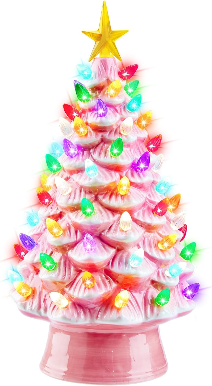Amazon.com: Ceramic Christmas Tree - Tabletop Christmas Tree with ...