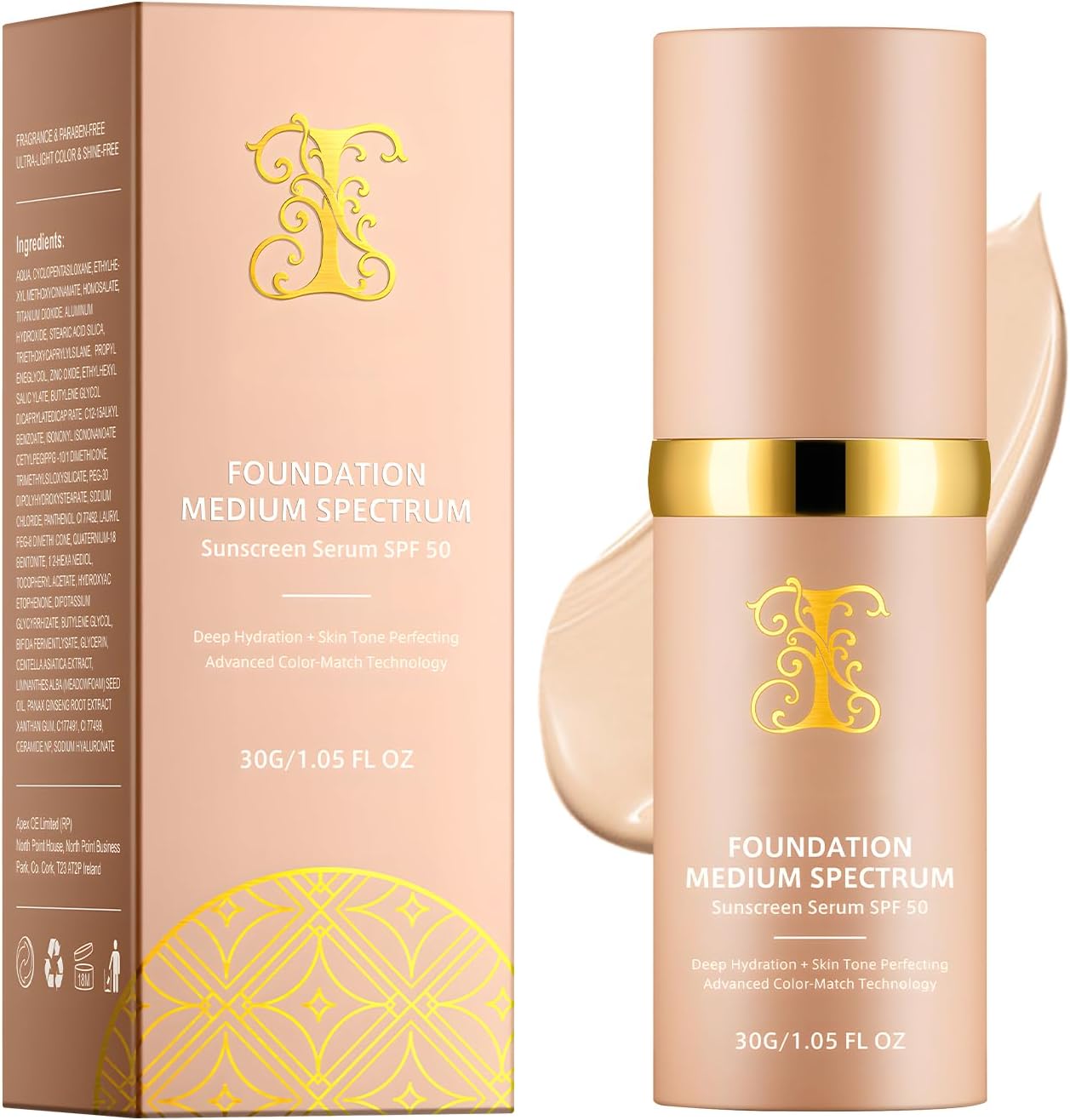 Amazon.com : Foundation 4 in 1 - Medium Spectrum with SPF 50+, Hydrating Color Changing ...