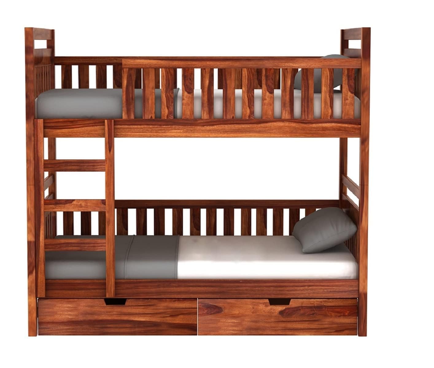 Kamal Brothers Solid Sheesham Wood Bunk Bed with 2 Drawer Storage ...
