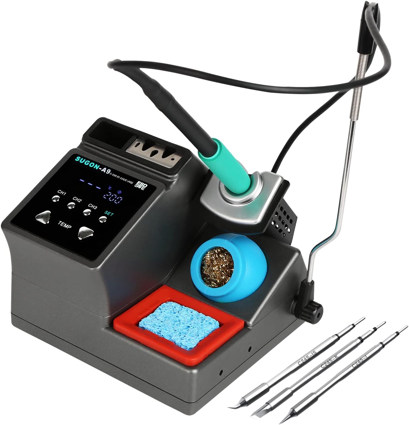 SUGON - Estación de soldadura A9, kit de estación de soldadura de 120 W, calentamiento rápido de ...