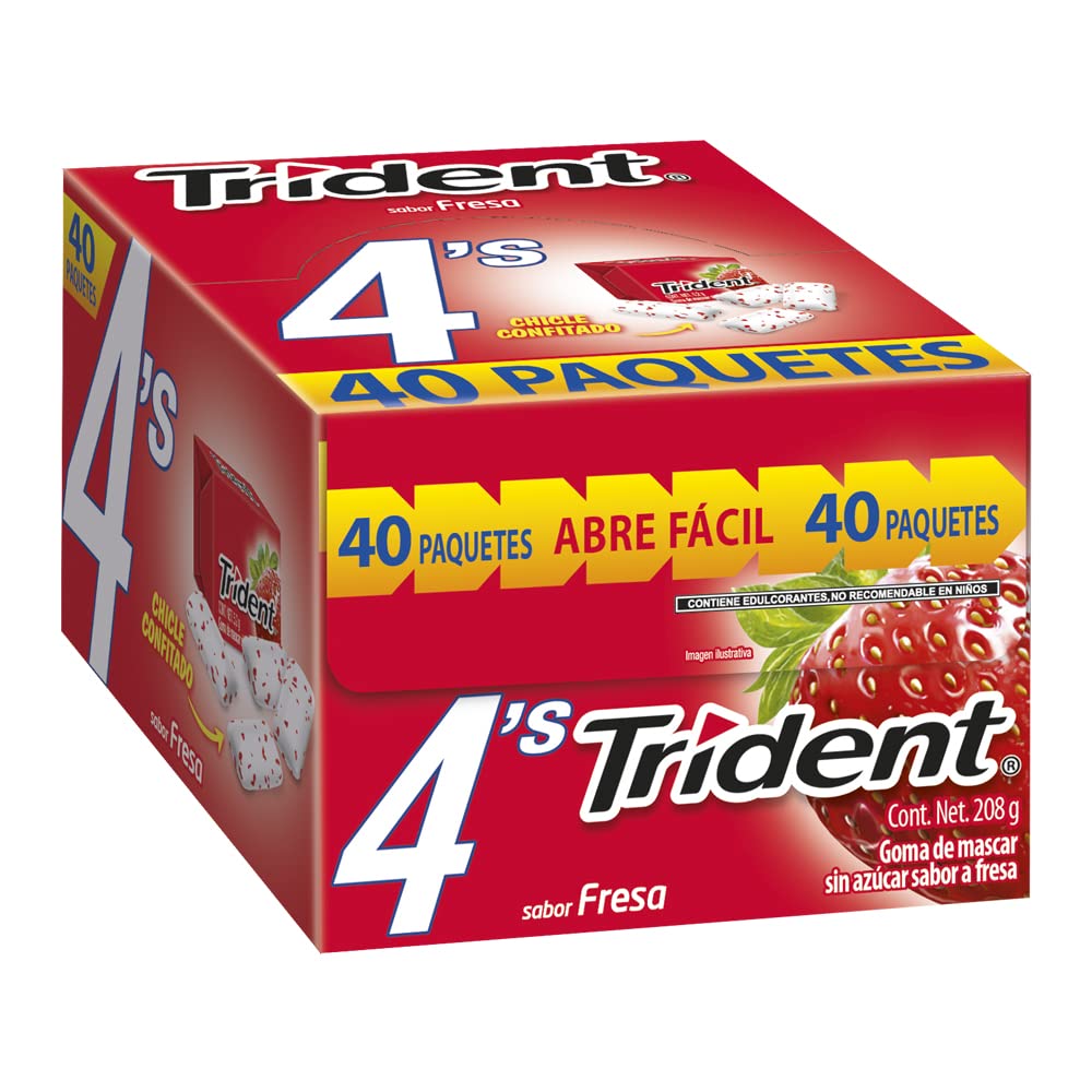 Trident 4'S Fresa, 208 Gramos : Amazon.com.mx: Alimentos y Bebidas