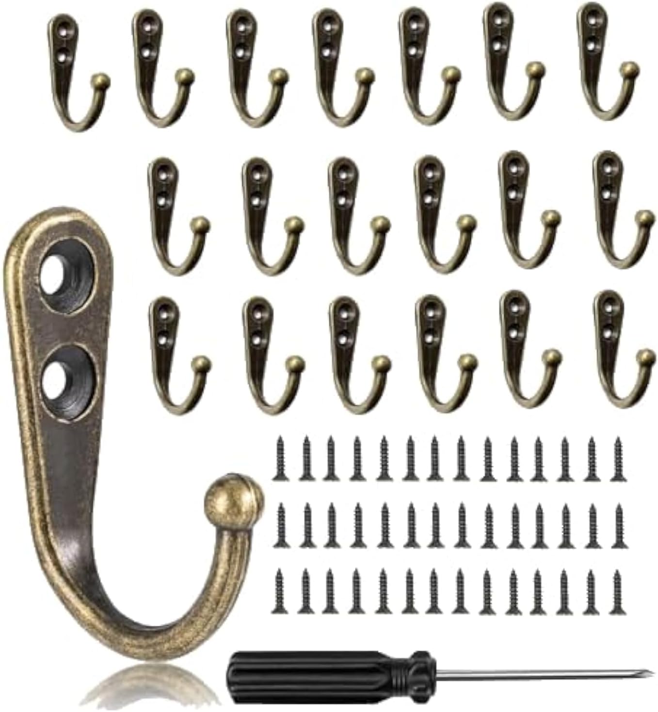 QINGHEC 20 Pcs Small Coat Hooks Wall Mounted - Vintage Single Metal ...
