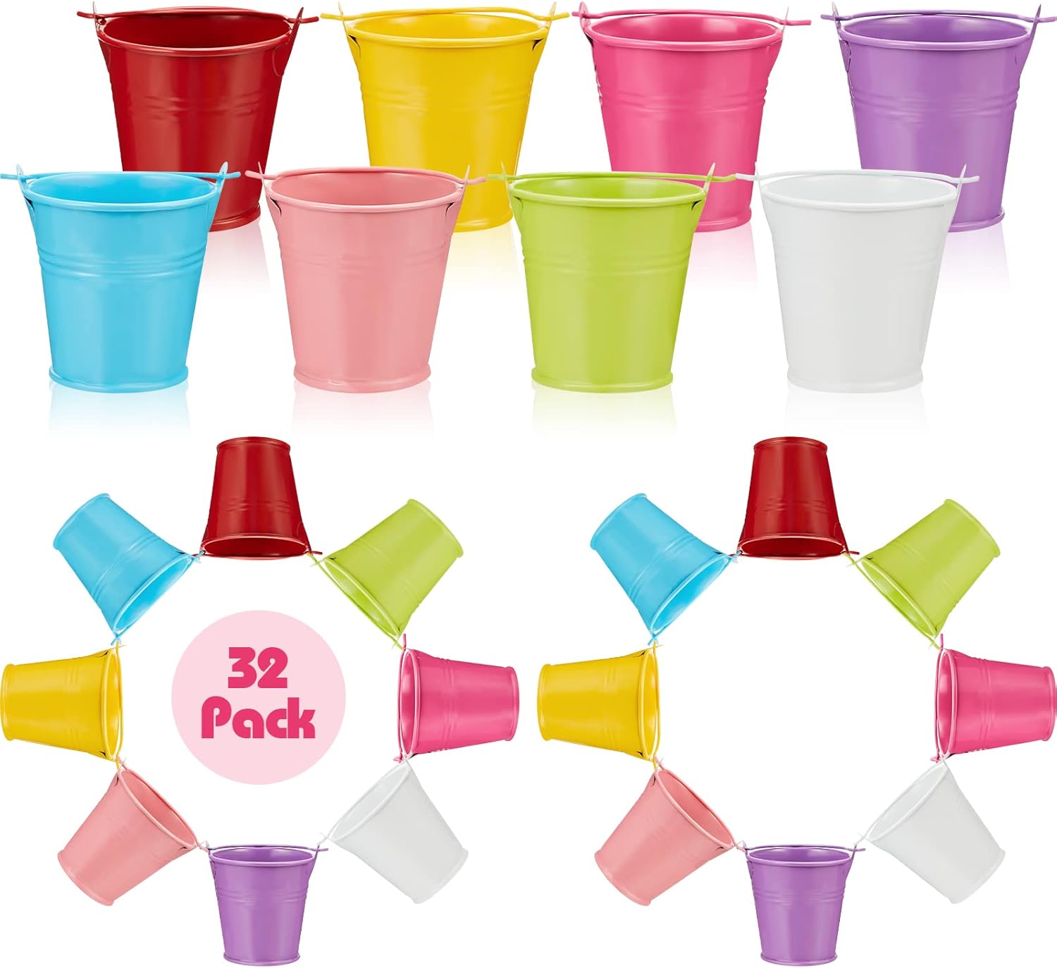 Amazon.com: 32 Pack Mini Galvanized Buckets Metal Pail Mini Buckets ...