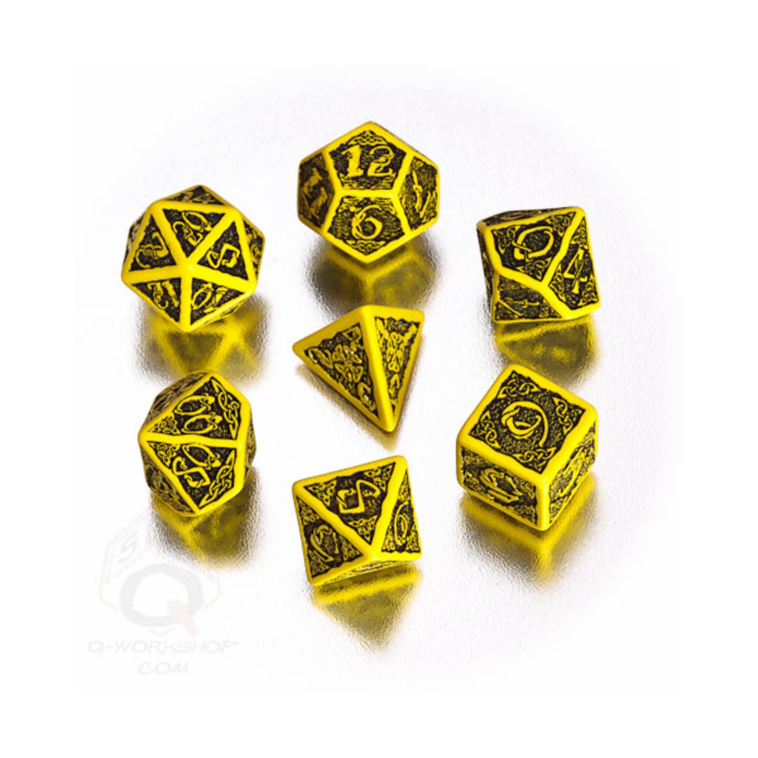 Snapklik.com : Celtic 3D Revised Yellow & Black Dice Set