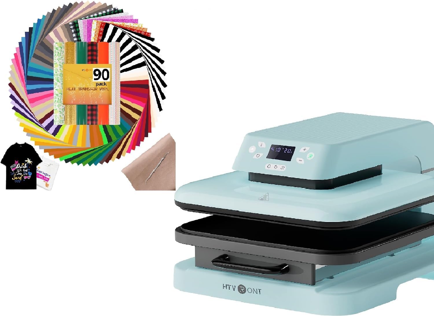 Amazon.com: HTVRONT Auto Heat Press Machine + 90 Sheets Heat Transfer ...
