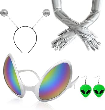 GLGHMH 4pcs Alien Costume Accessory Set, Martian Antenna Headband ...