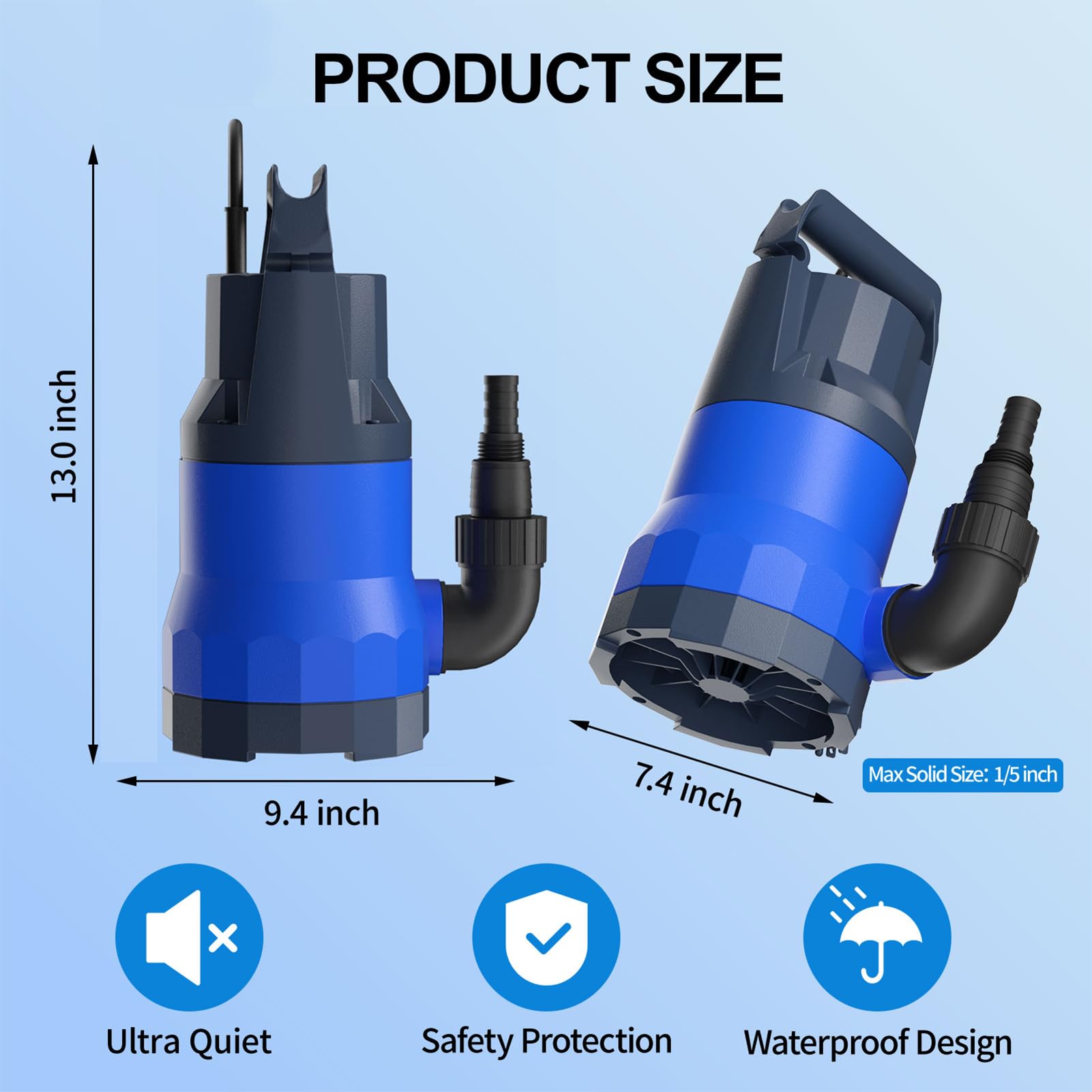 Snapklik.com : PANRNAO Sump Pump 1HP Submersible Clean Dirty Water Pump ...