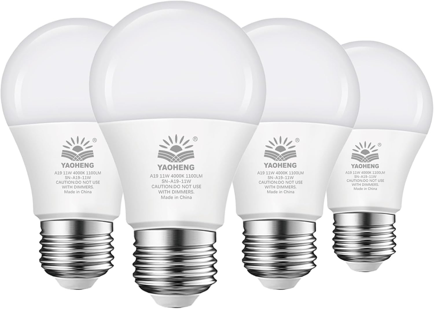 YAOHENG A19 LED Light Bulb 75 Watt Equivalent, 11 Watt Light Bulbs ...