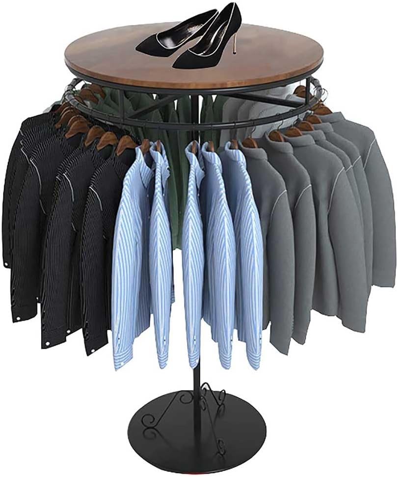 Freestanding Metal Clothes Rack Rotating Round Clothing Rack Heavy-Duty ...