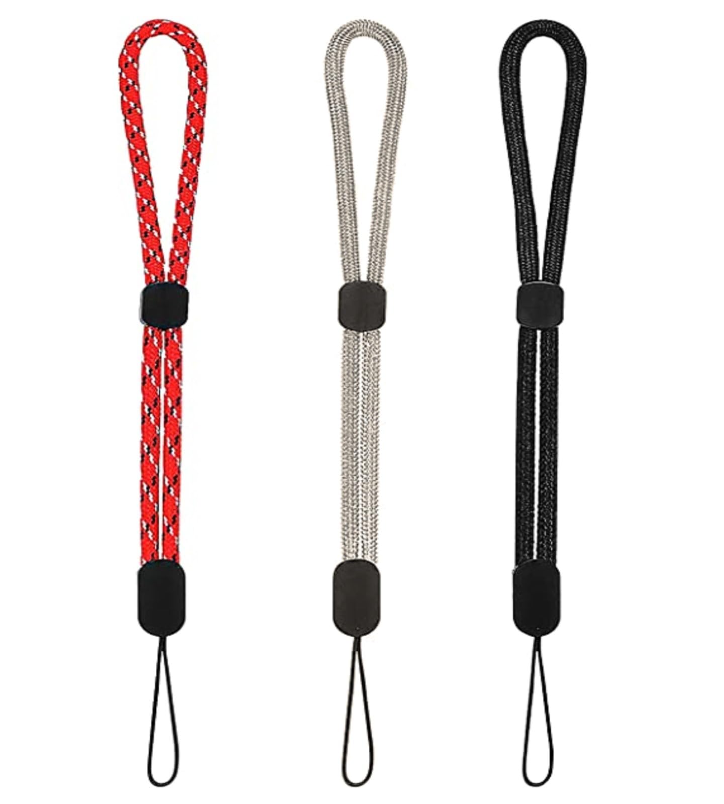 KIPZO® Pack of 3 Red Black Grey hand Wrist Lanyards Adjustable strap ...
