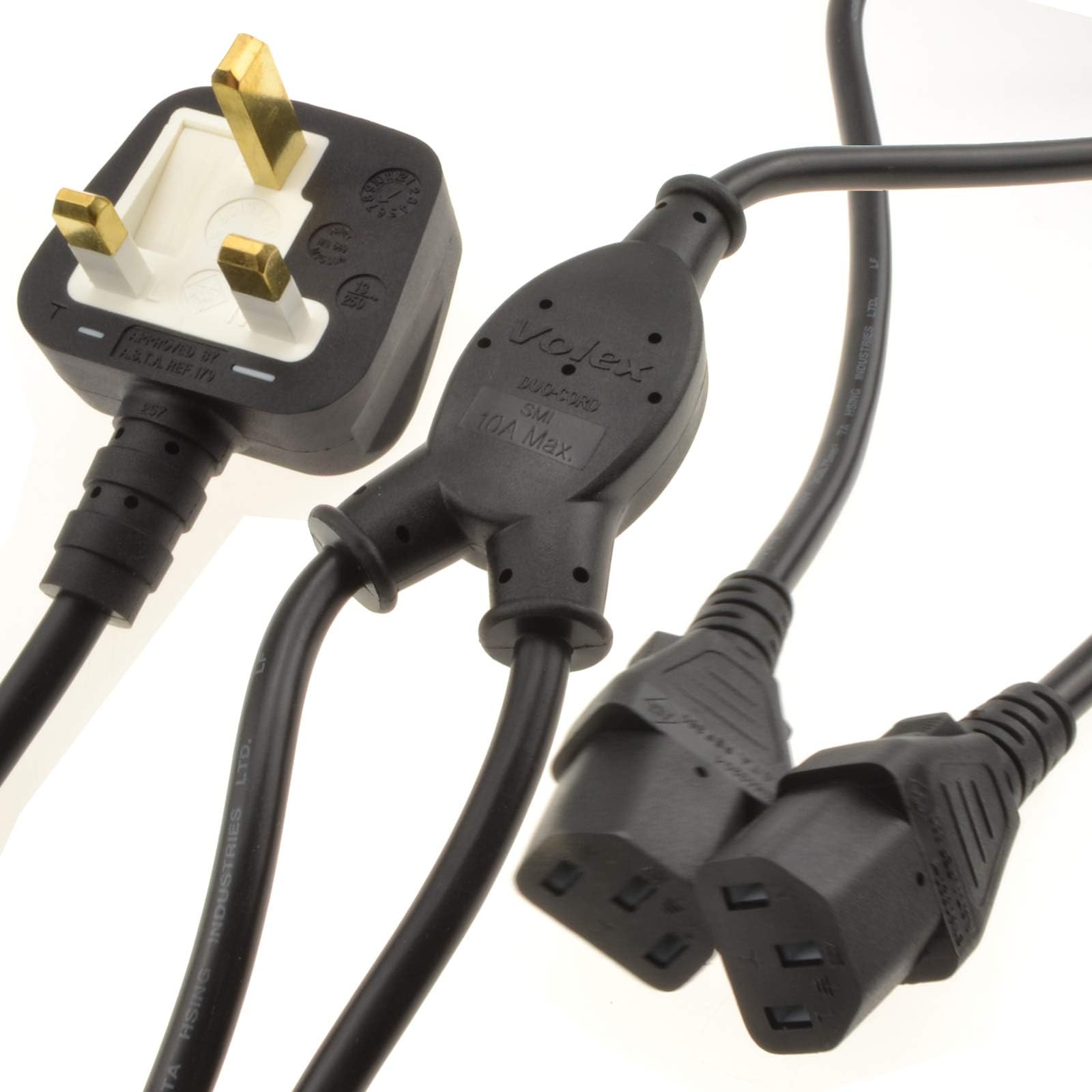 kenable Power Cord UK Plug to 2 x C13 IEC Dual Kettle Lead Splitter ...