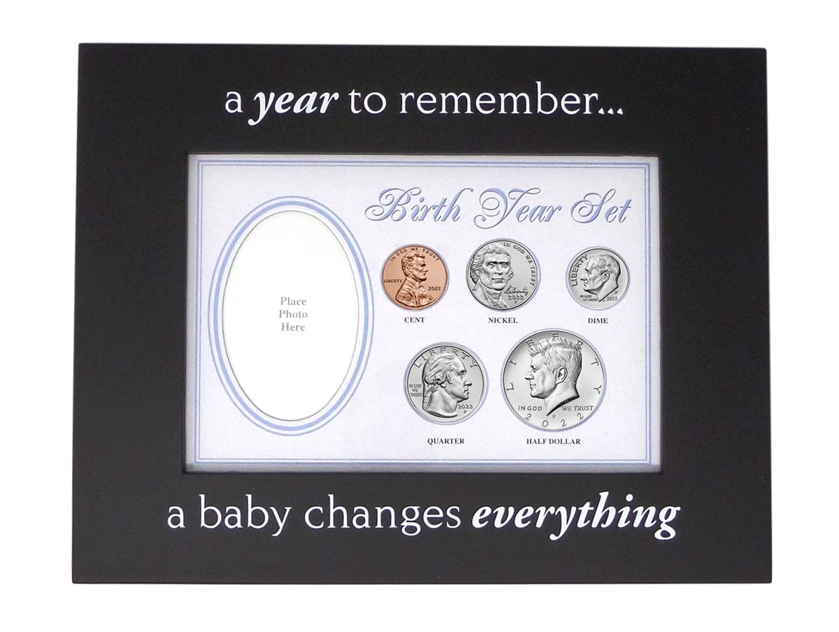 2022 Birth Year Coin Set in Blue Baby Picture Frame Holder Uncirculated ...