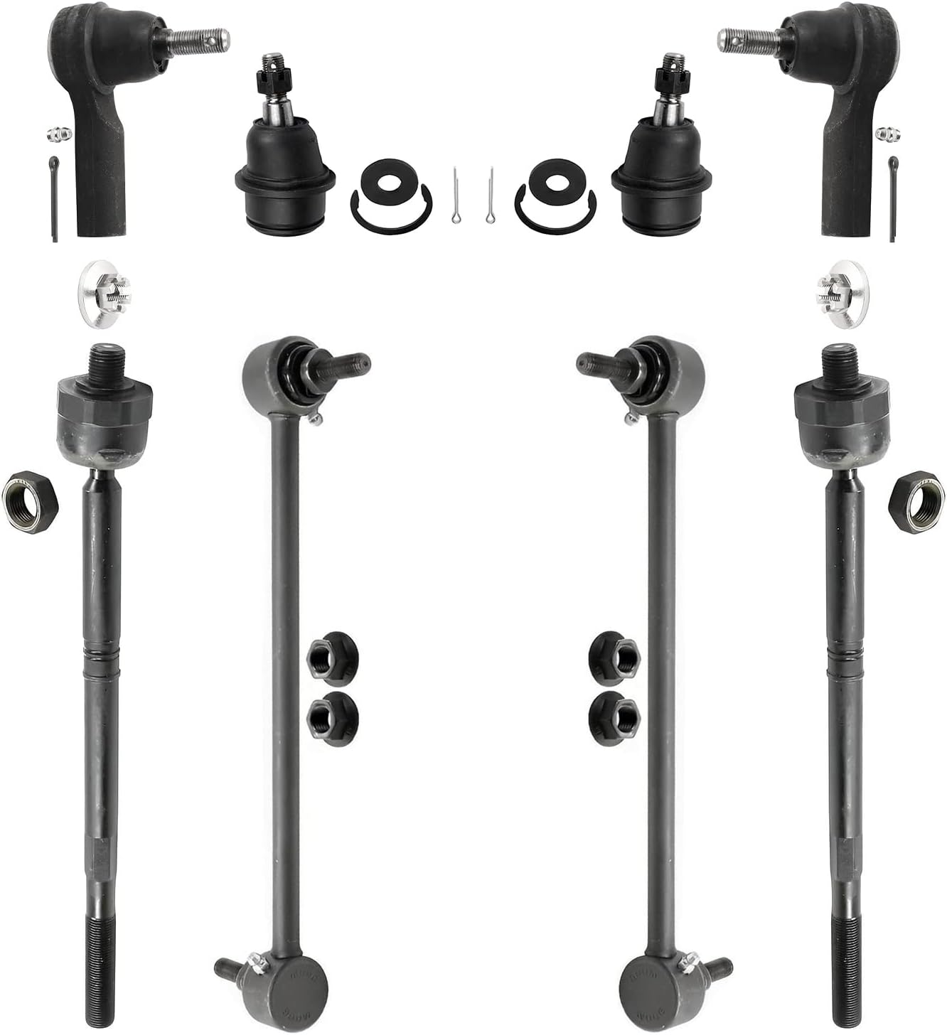 Amazon.com: Detroit Axle - FWD Front Lower Ball Joints Sway Bars Tie ...