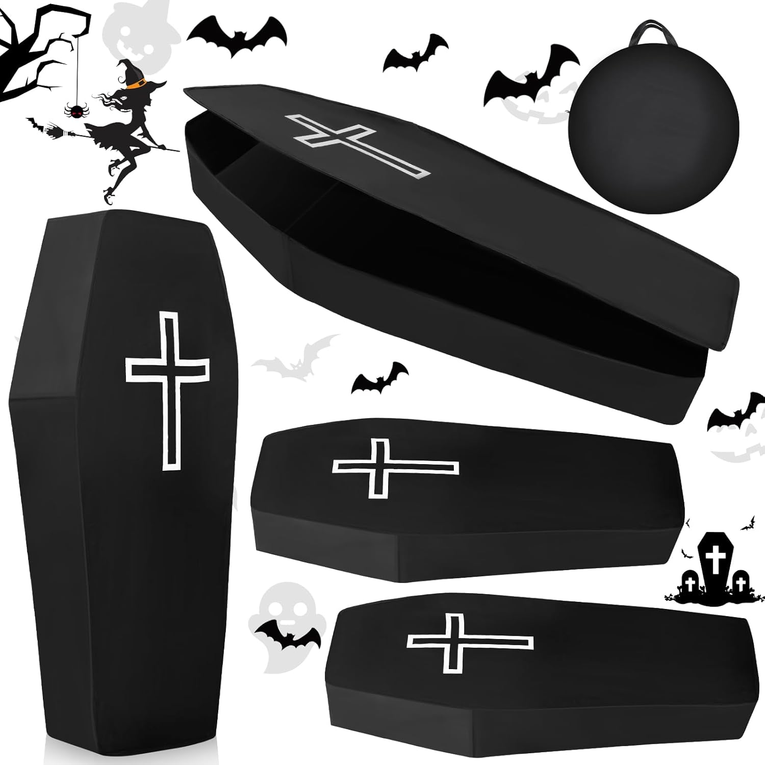 Amazon.com: Libima 4 Pcs Halloween Cemetery Pop up Coffin with Lid Fake ...
