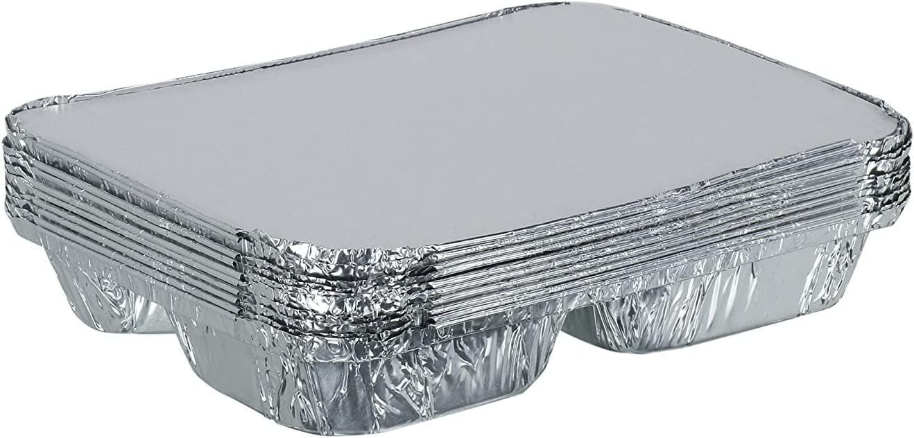 100pcs – Disposable 3 & 4 compartment Aluminium foil food serving ...