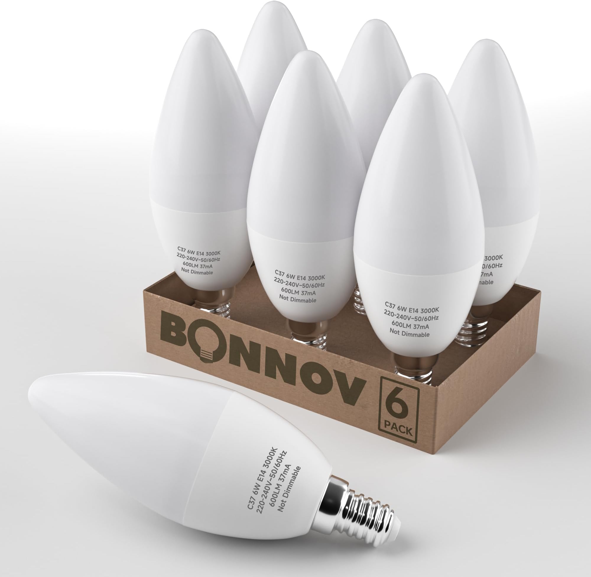 Bonnov E14 LED Light Bulbs, 6W E14 Small Edison Screw Candle Bulb ...