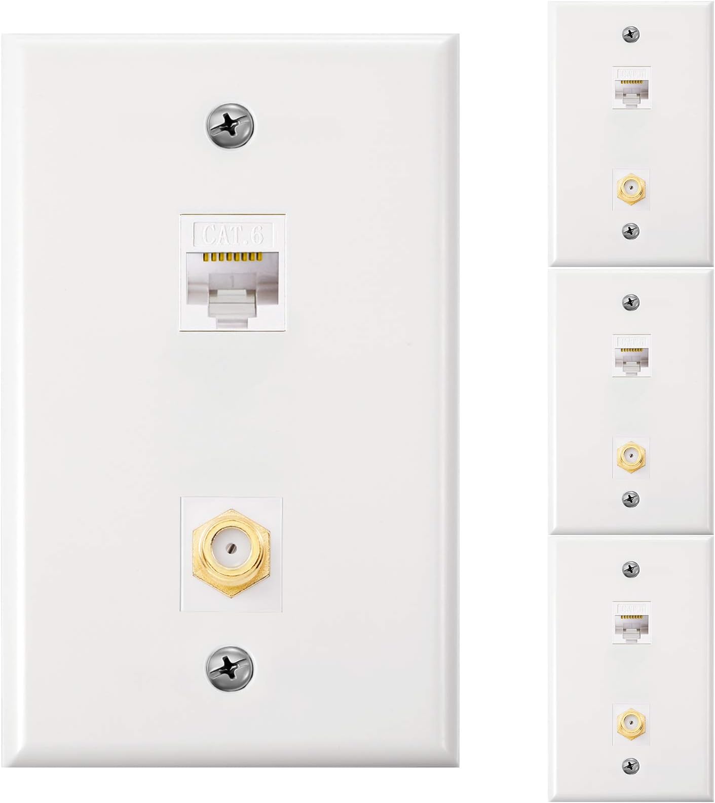 Amazon.com: 4 Pack Ethernet Coax Wall Plates, Cat6 Coax Wall Plate with ...