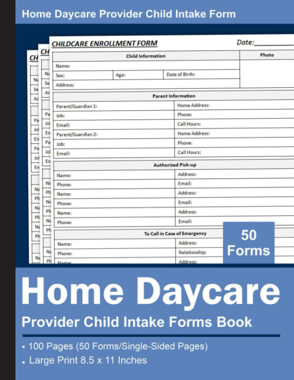 Amazon.com: Home Daycare Provider Child Intake Forms Book: Daycare ...