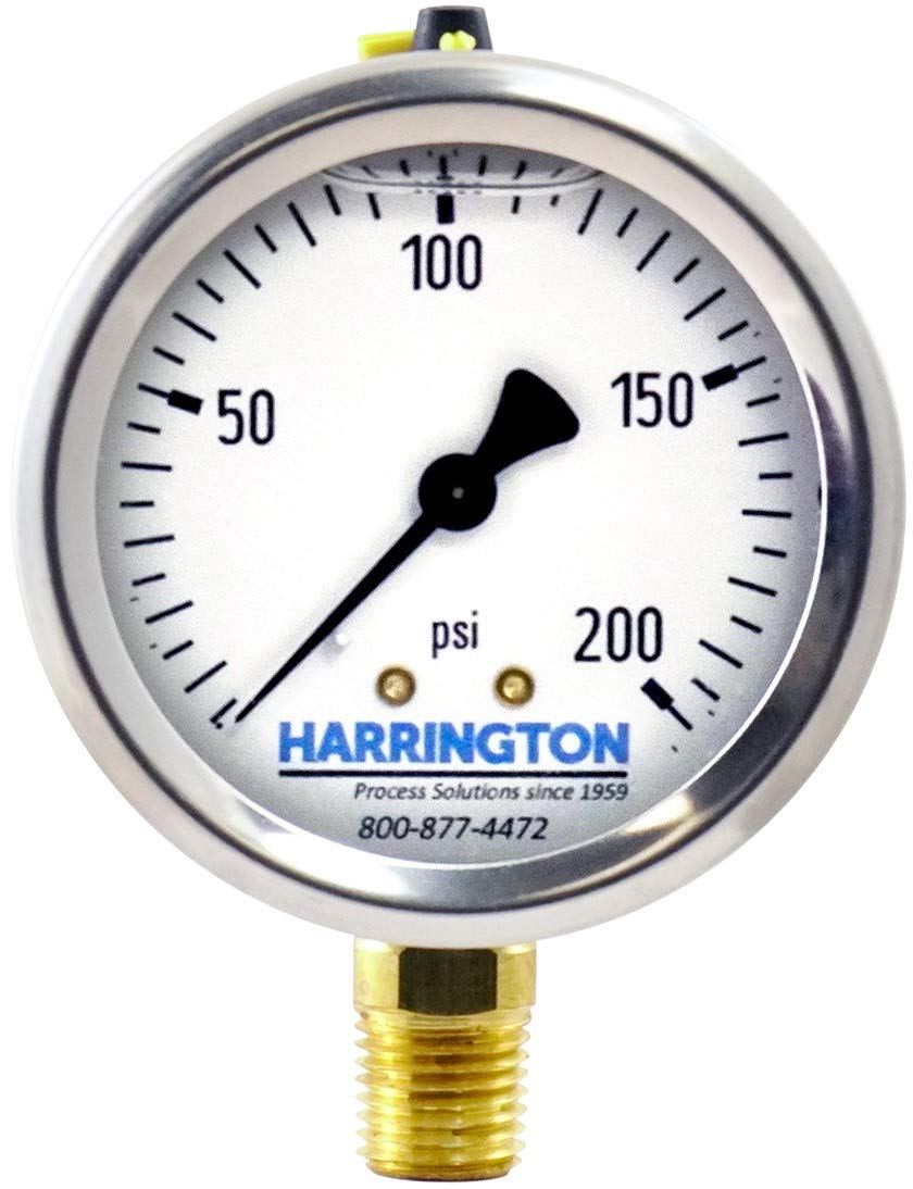 Buy Harrington 52895689 2-1/2" Liquid Filled Pressure Gauge 0/200 psi ...