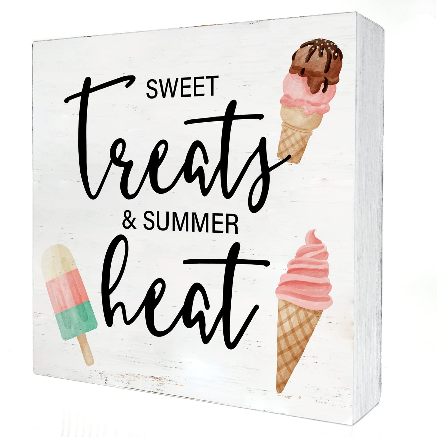 Sweet Treats & Summer Heat Wooden Box Sign Home Desk Decor 5 x 5 Inch ...