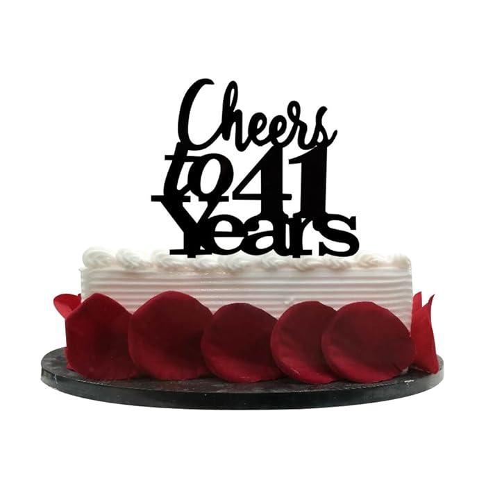 Buy Cheers to 41 Years Cake Topper 41st Birthday, Wedding Anniversary ...